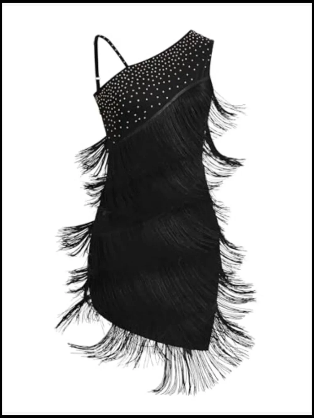 Dresses | One Shoulder Fringe Latin Dance Dress Rhinestone Jazz Salsa ...